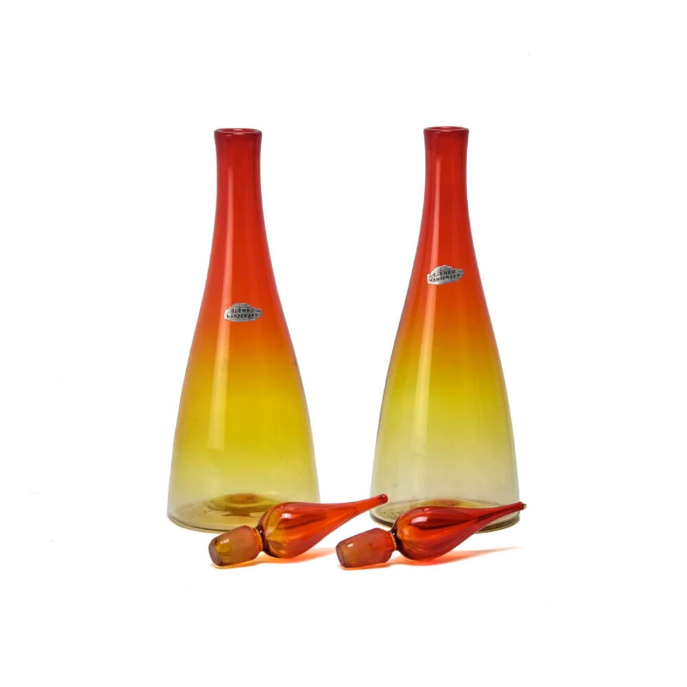 Pair Amberina Decanters #920M Blenko Winslow Anderson